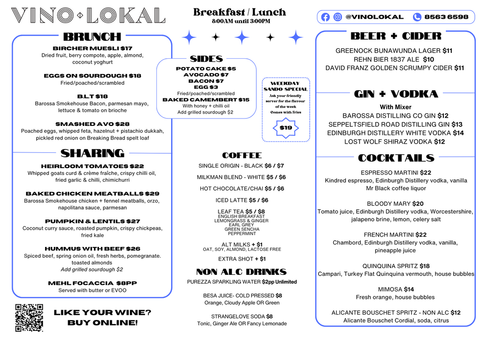 Lunch Menu – Vino Lokal